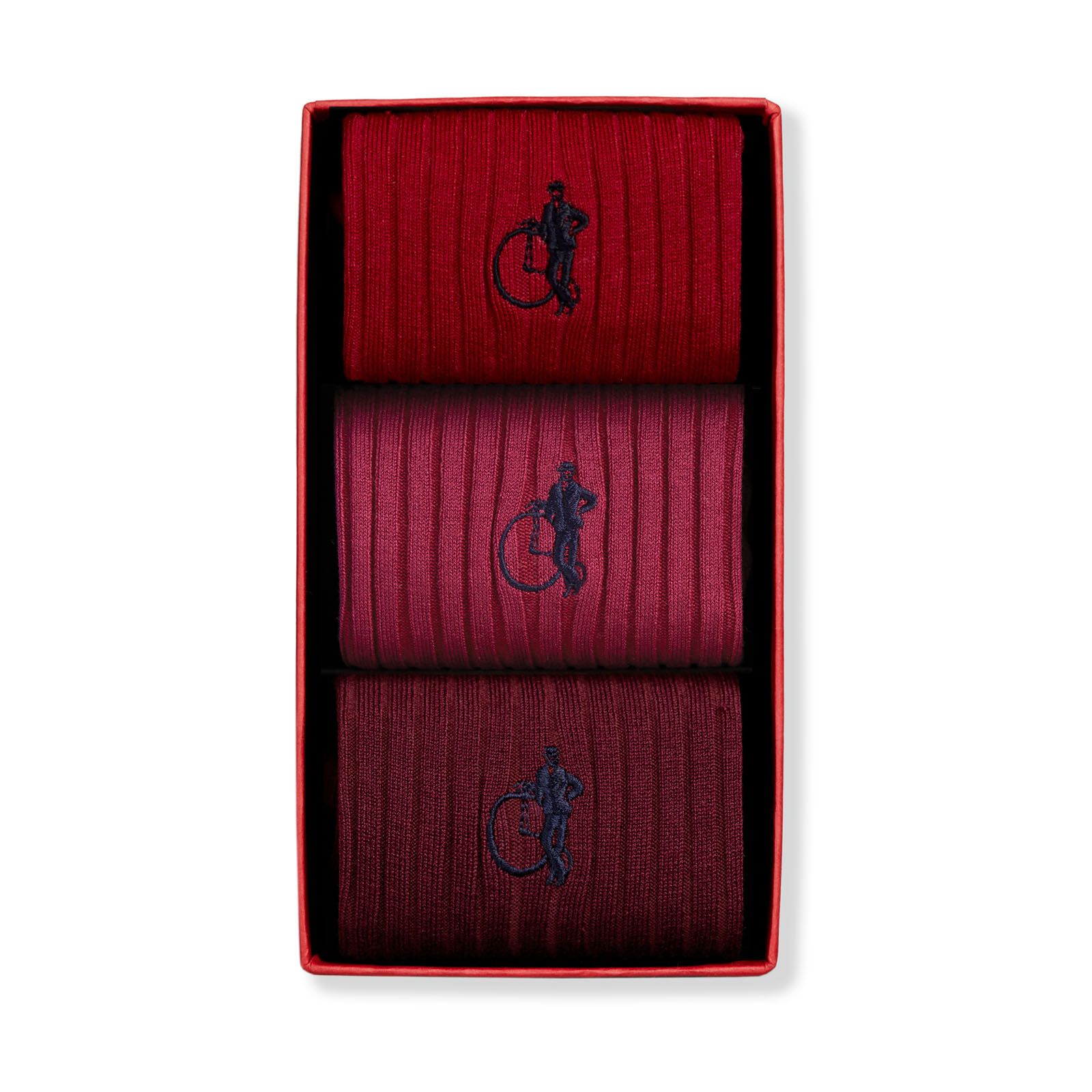 Rich Reds 3-Pair Sock Box | London Sock Company