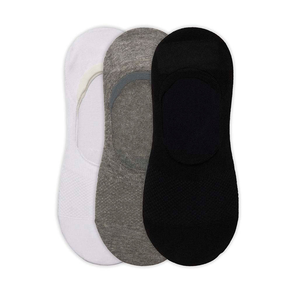 Simply Invisible Socks, White, Grey & Black, 3 Pairs